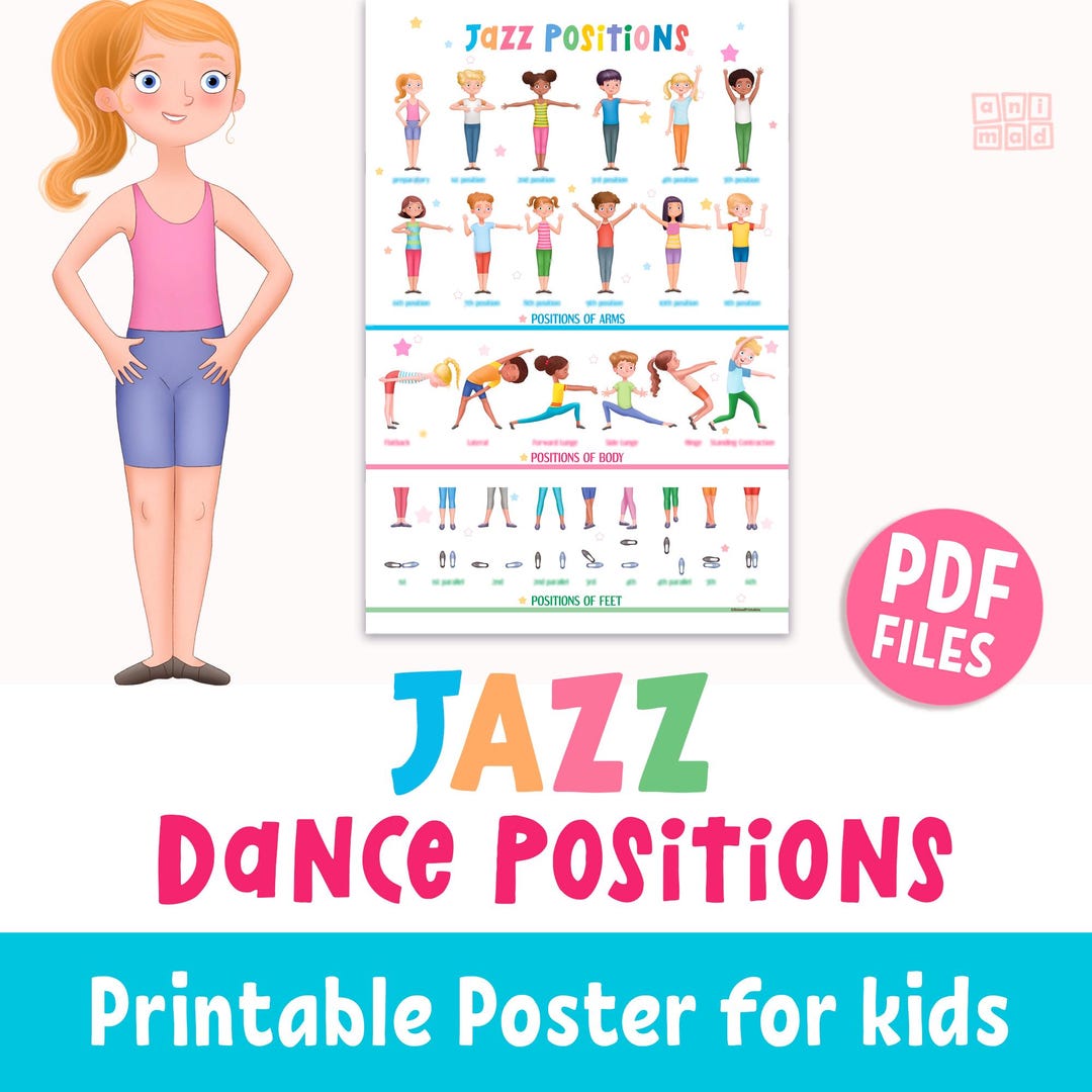 JAZZ DANCE POSITIONS Printable Poster for Kids, Jazz Dance Poses ...