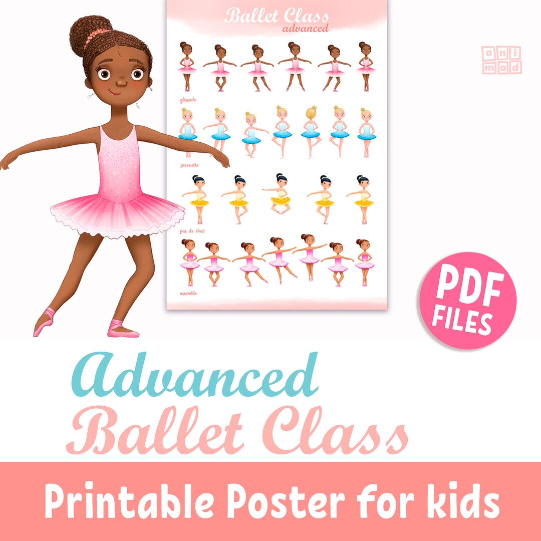 Ballet Class Advanced Printable Poster for Girls, Ballet Poses ...