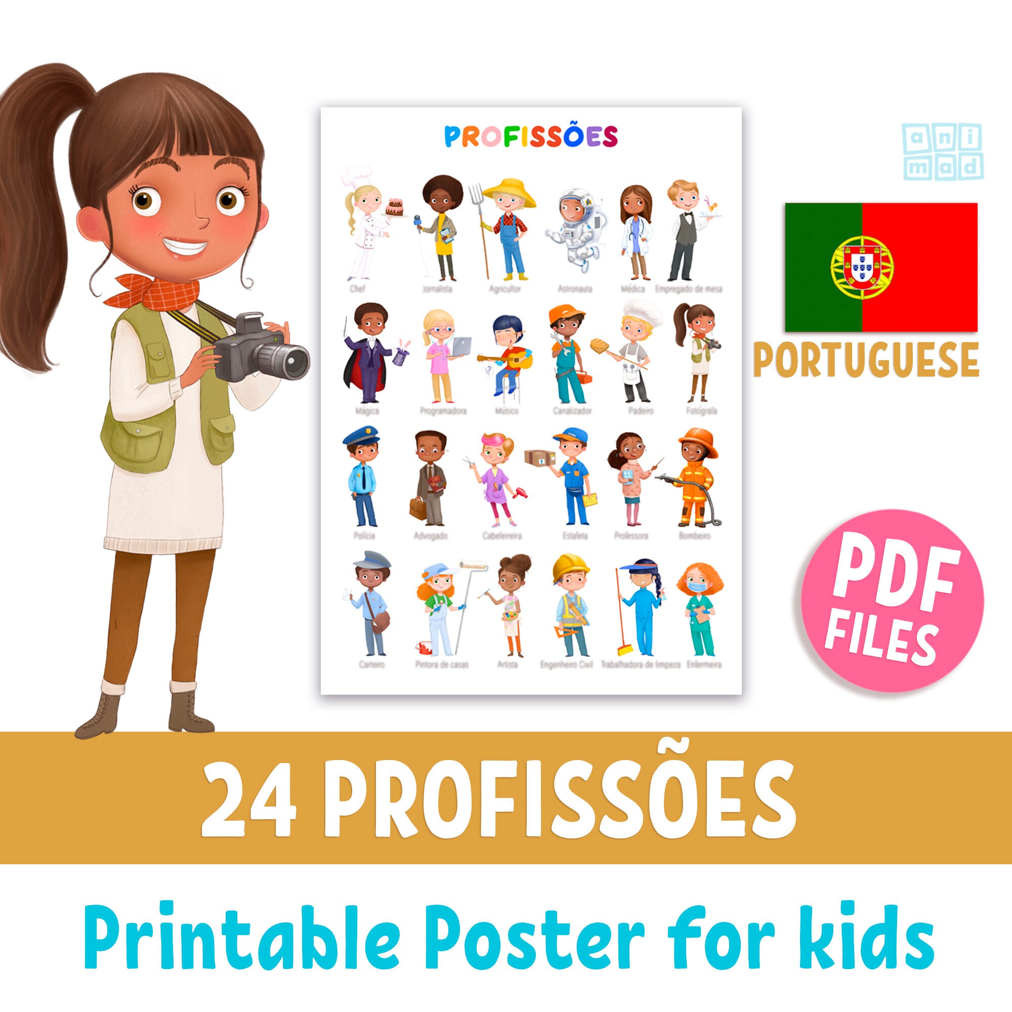 OCCUPATIONS and PROFESSIONS Printable Poster for Preschool Kids in ...