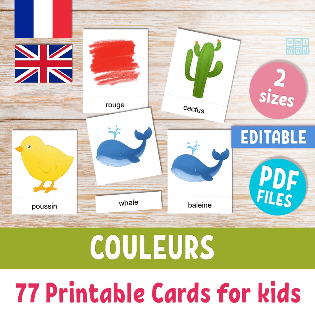 Learn COLORS Printable & Editable-text Flashcards for Preschool Kids in ...
