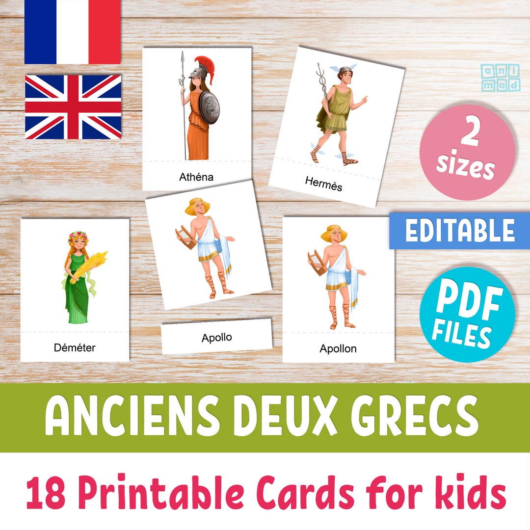 Greek Mythology Flashcards for Kids, Ancient Greek & Roman Gods 3-part ...