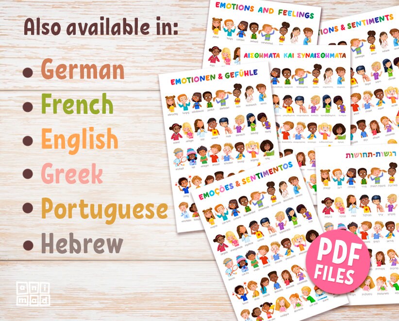 EMOTIONS & FEELINGS Printable Poster for Preschool Kids in SPANISH ...