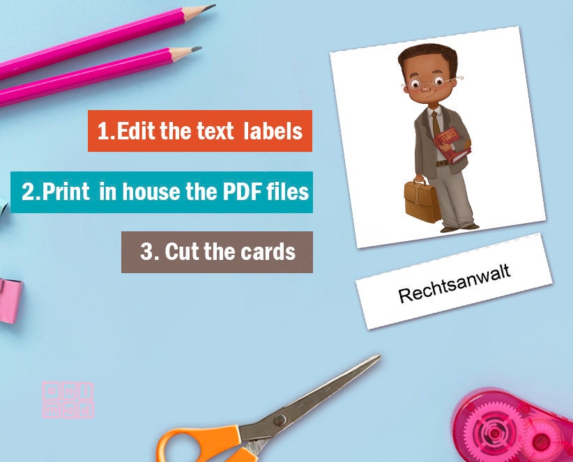 PROFESSIONS Printable Flashcards for Preschool Kids in German & English ...