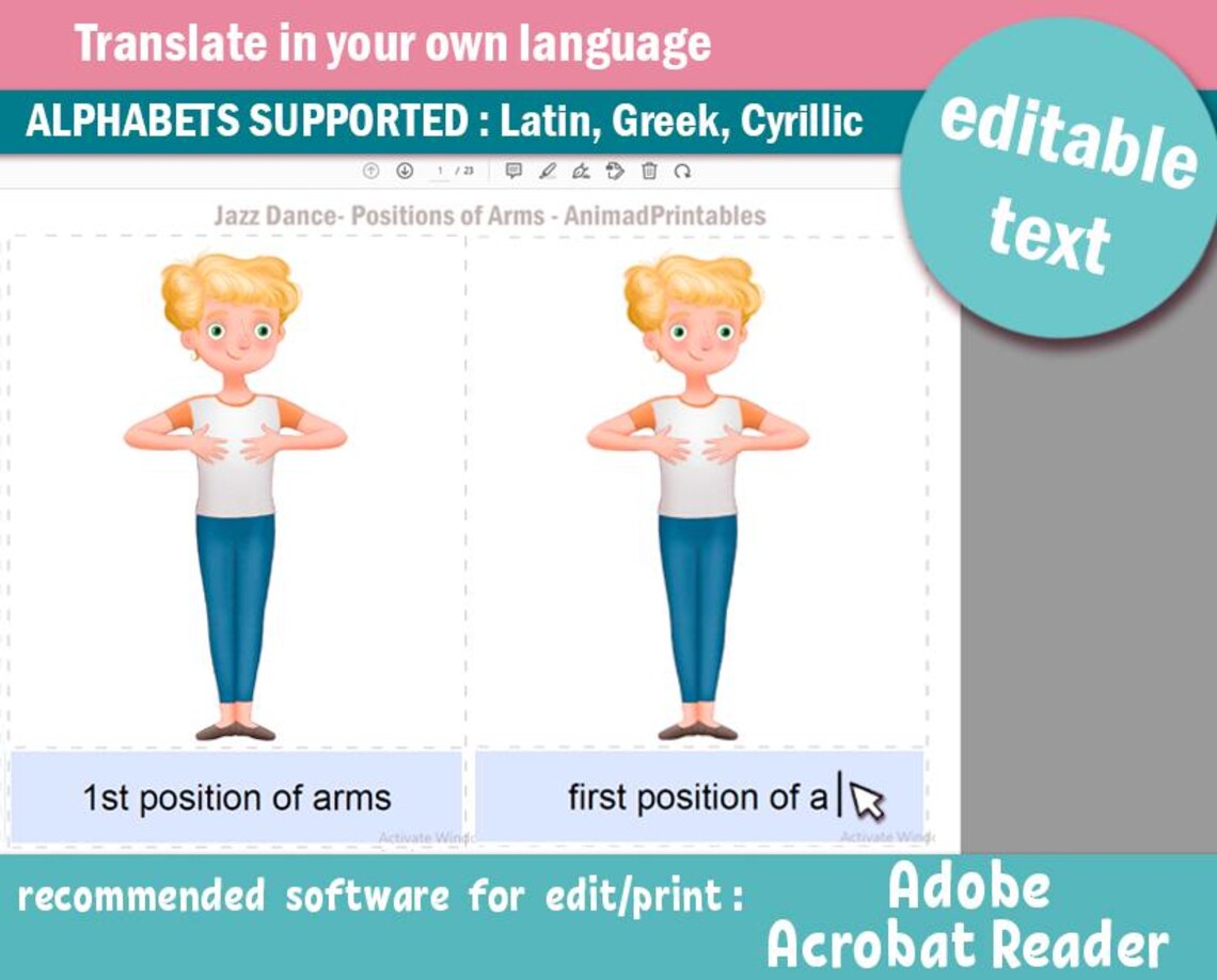 JAZZ DANCE POSITIONS Printable Flashcards for Kids, Positions of Feet ...