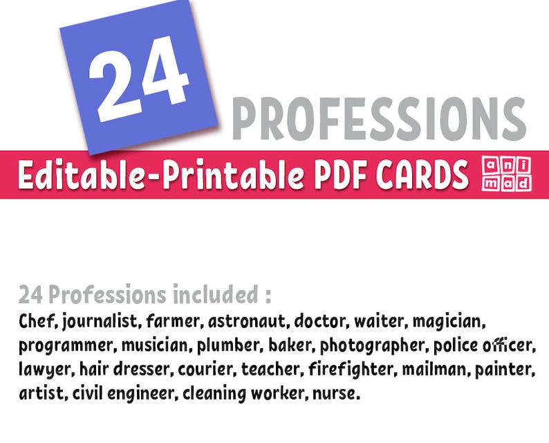 Tarjetas imprimibles de PROFESIONES para niños en edad preescolar ...