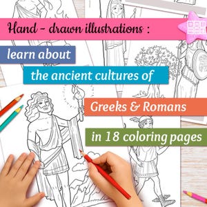 Ancient Greek & Roman Gods Printable Coloring Pages for Kids With ...
