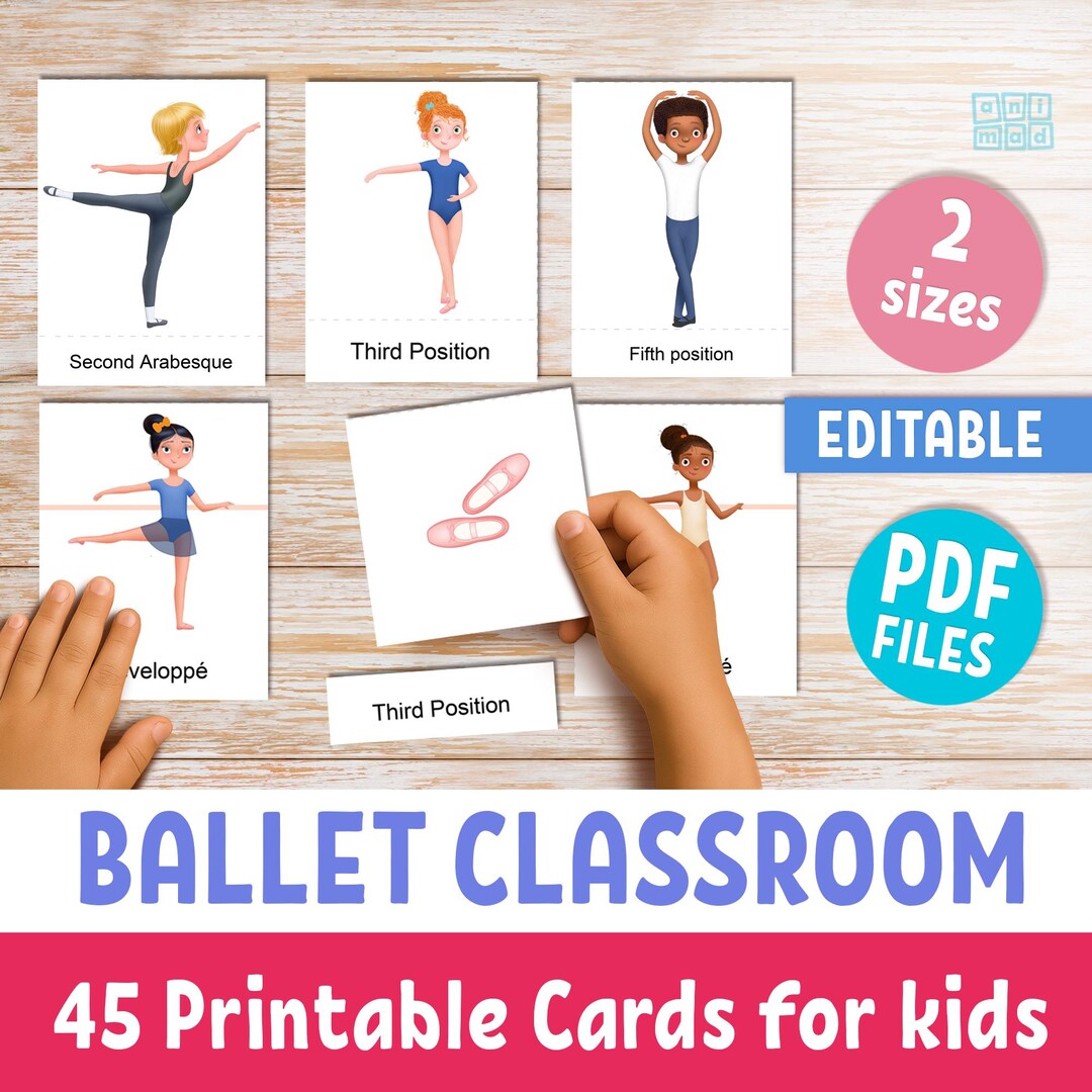 BALLET Poses Boys & Girls Printable Flashcards for Kids, 45 Montessori ...