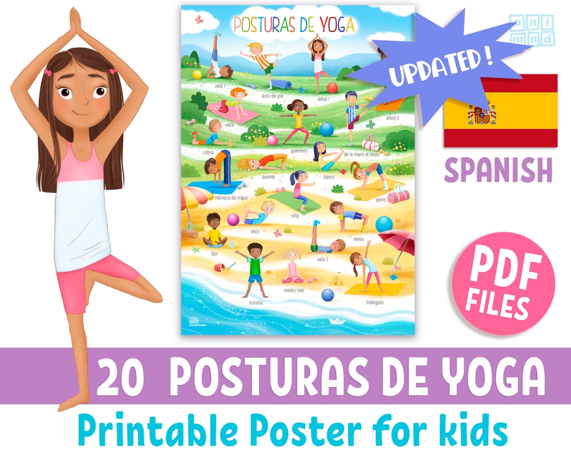 Yoga Poses Printable Poster for Kids in SPANISH Educational - Etsy