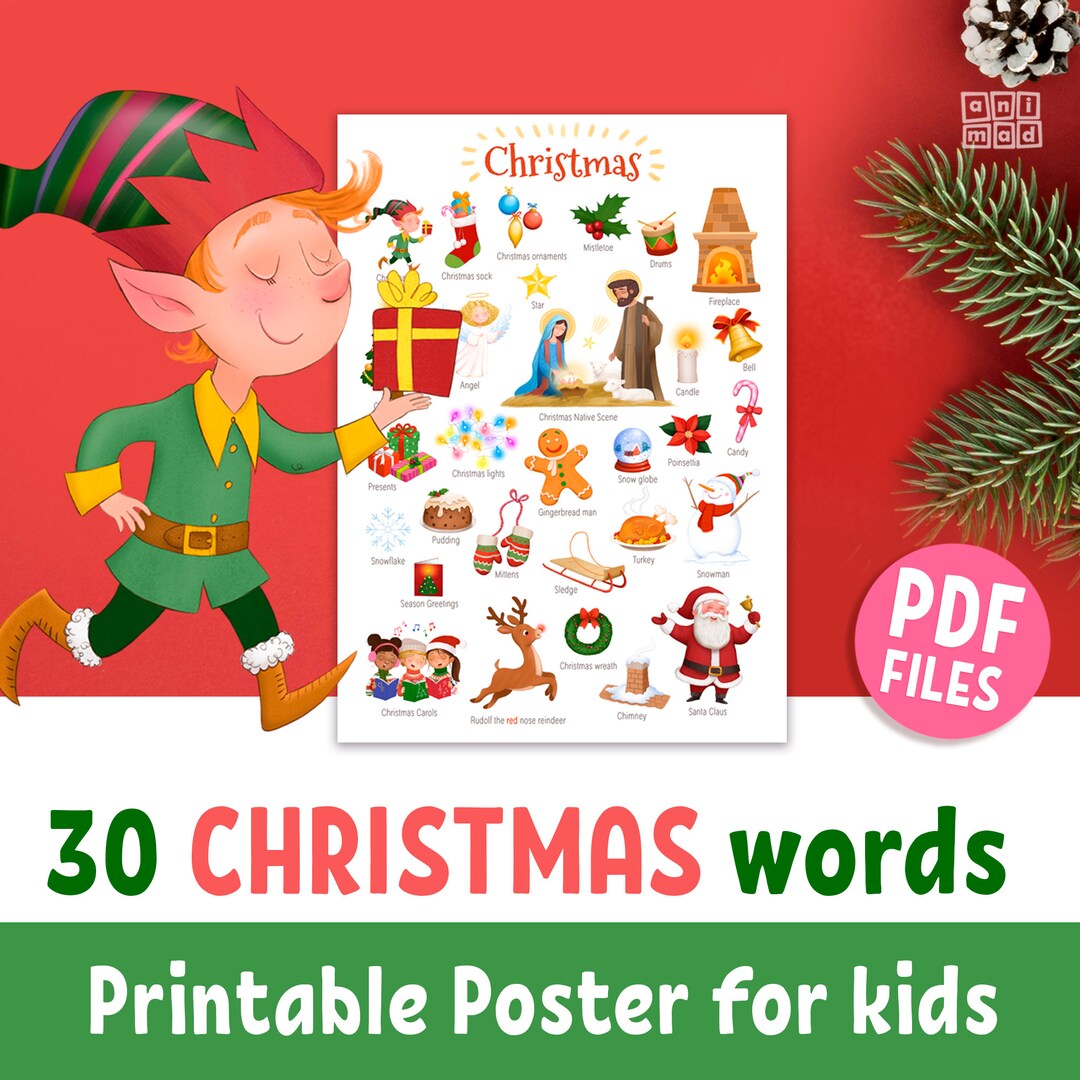 Christmas Vocabulary Poster for Kids, Homeschool & Classroom Decor (PDF ...