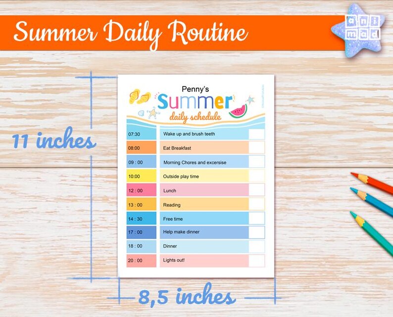 Editable Summer Daily Schedule for Kids: Printable Checklist (PDF ...
