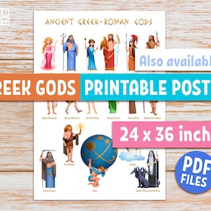 GREEK MYTHS Printable Info Posters for Kids Bundle, Greek Mythology ...