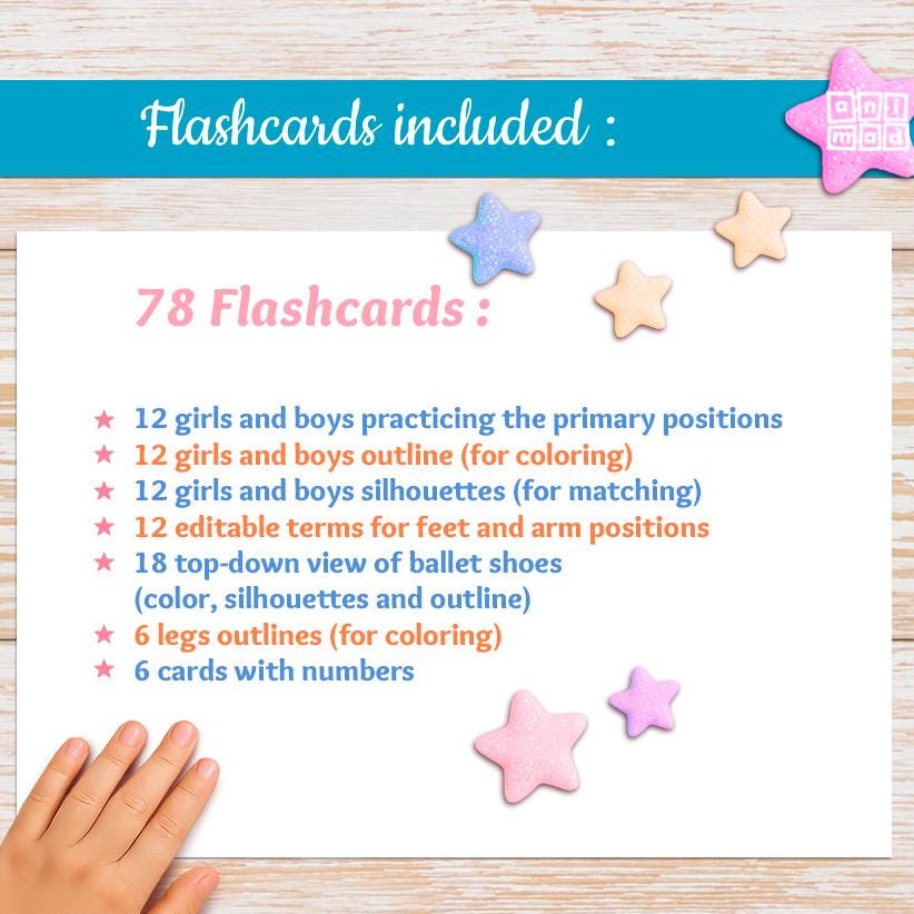 Ballet Primary Positions Printable Flashcards for Boys and Girls, 78 ...