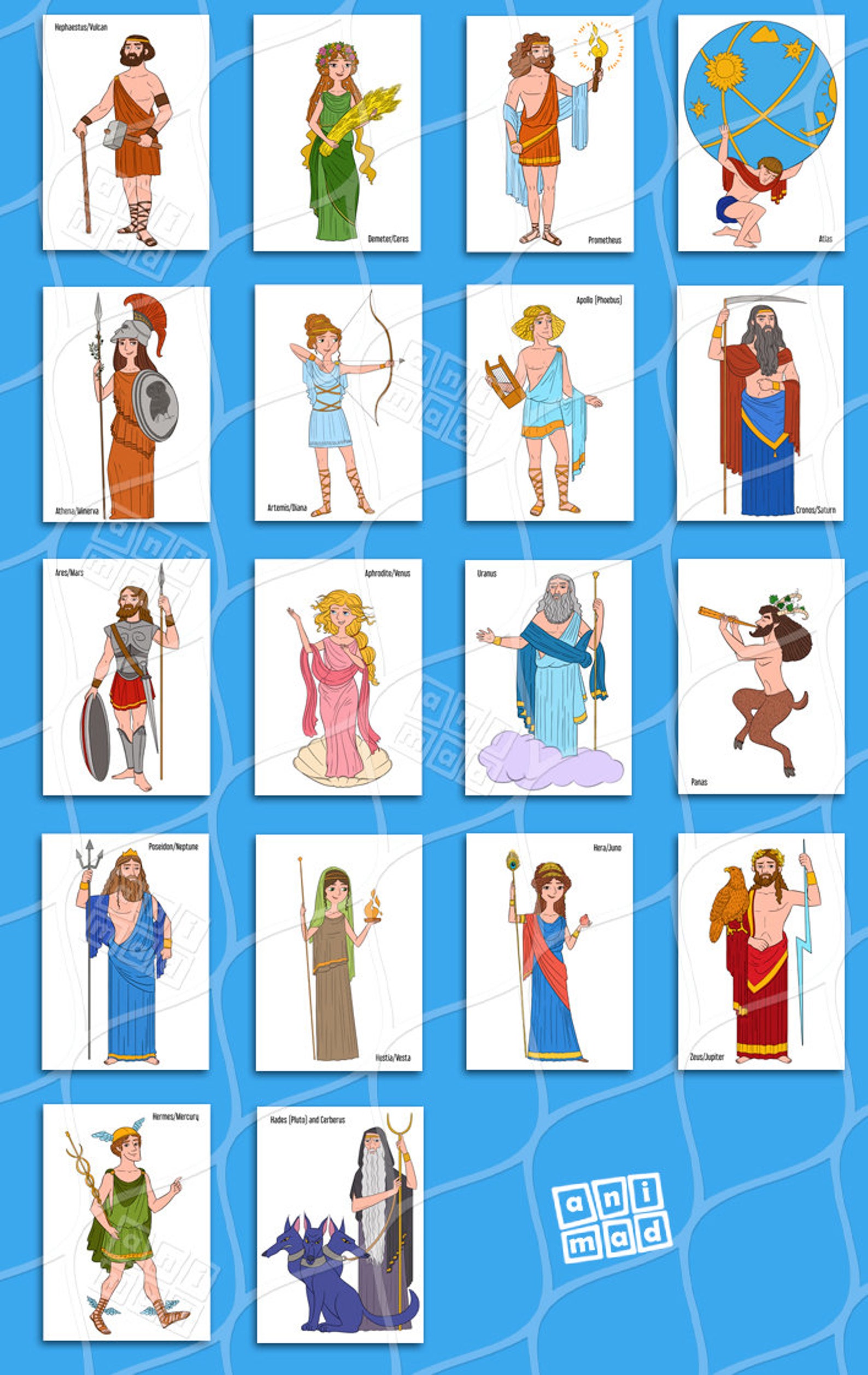 Ancient Greek & Roman Gods Printable Coloring Pages for Kids - Etsy