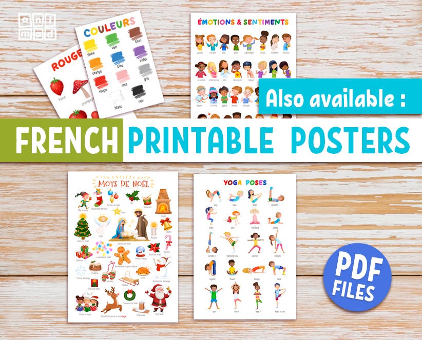 PROFESSIONS Printable Poster for Preschool Kids in FRENCH, Vocabulary ...
