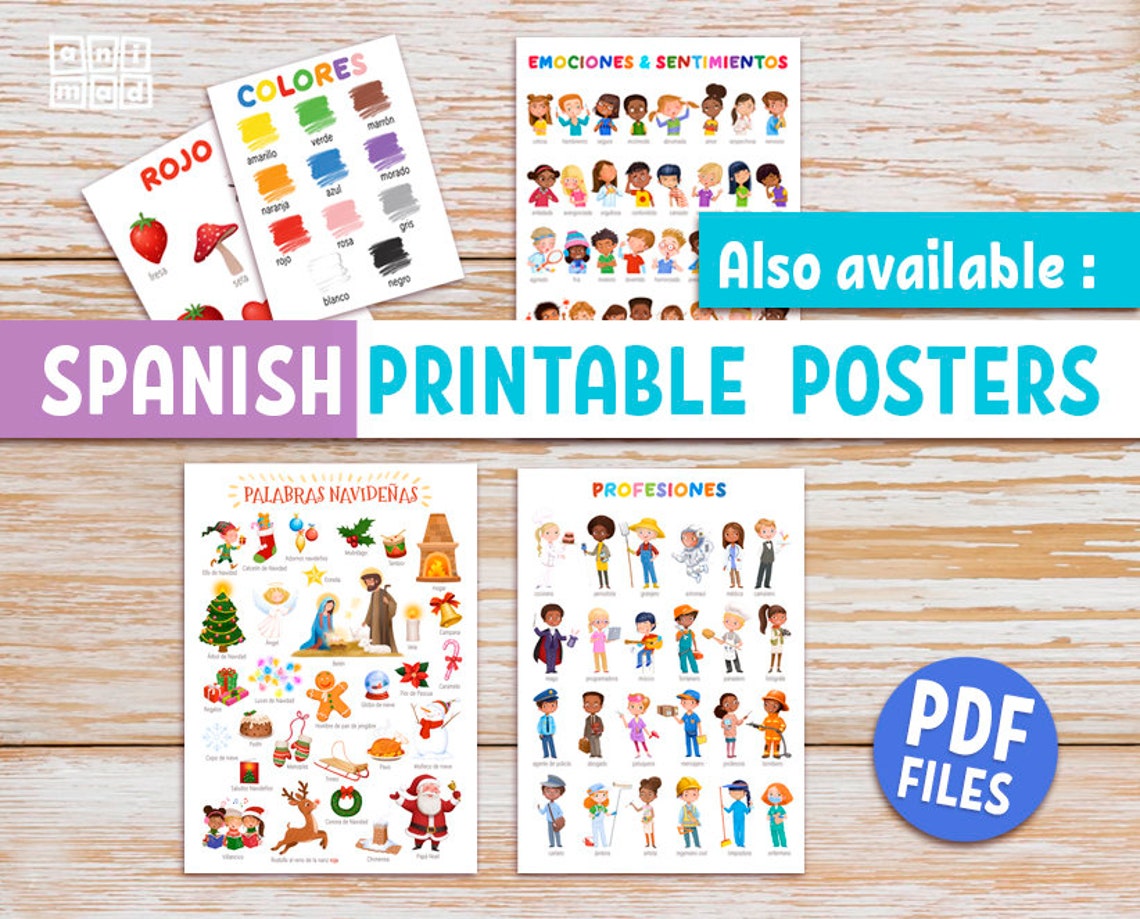 YOGA POSES Printable Poster for Kids in SPANISH, Educational Wall Art ...