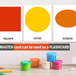 2d SHAPES Printable Flashcards for Preschool Kids, 3 Part Montessori ...