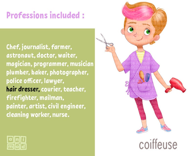 PROFESSIONS Printable POSTER for Preschool Kids in FRENCH, Community ...