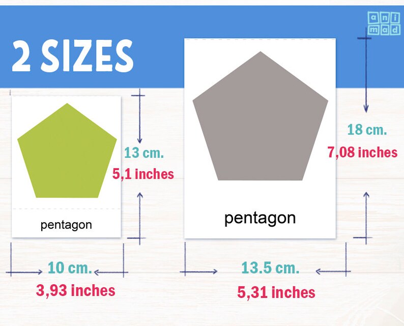 2d SHAPES Printable Flashcards for Preschool Kids, 3 Part Montessori ...