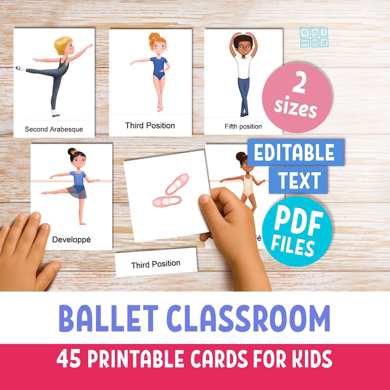 BALLET Poses Flashcards for Boys & Girls, 45 Montessori Printable Cards ...