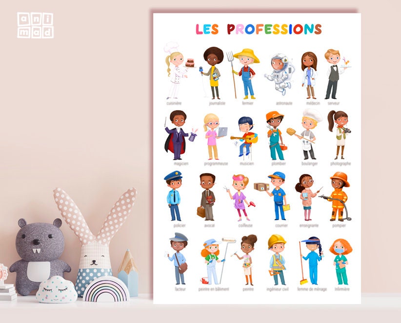PROFESSIONS Printable POSTER for Preschool Kids in FRENCH, Community ...