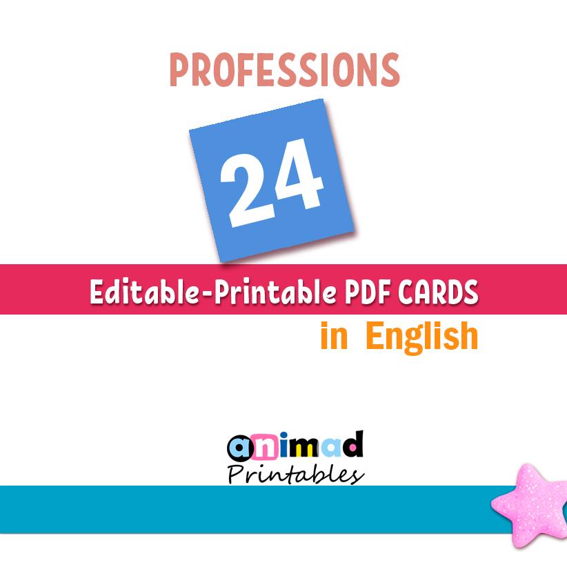 24 PROFESSIONS Flashcards for Preschool Kids, Montessori Vocabulary 3 ...