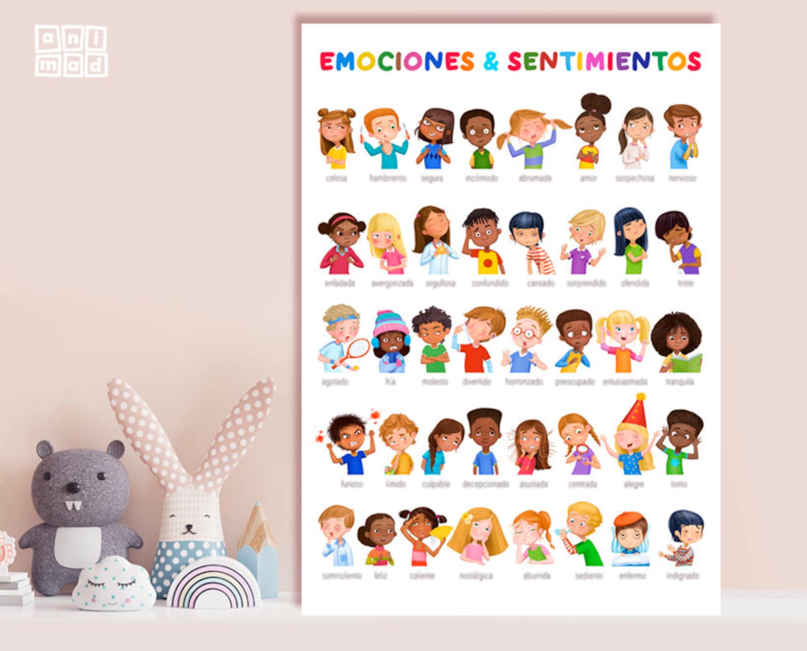 EMOCIONES Y SENTIMIENTOS Póster imprimible para niños en español ...