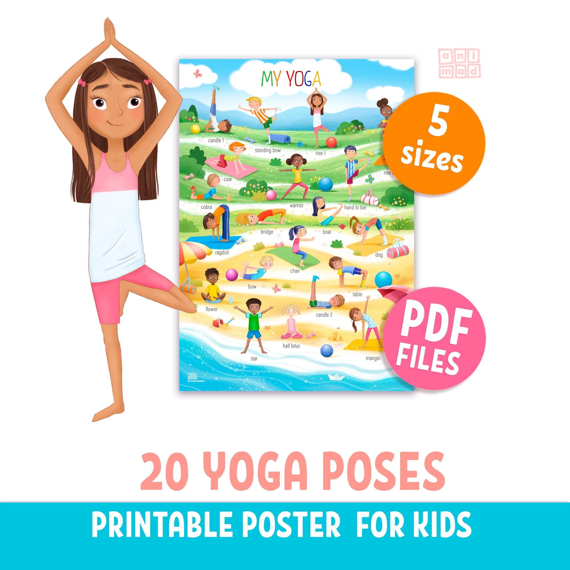 Yoga Poses Poster for Kids: Educational Wall Art, Classroom Decor for ...
