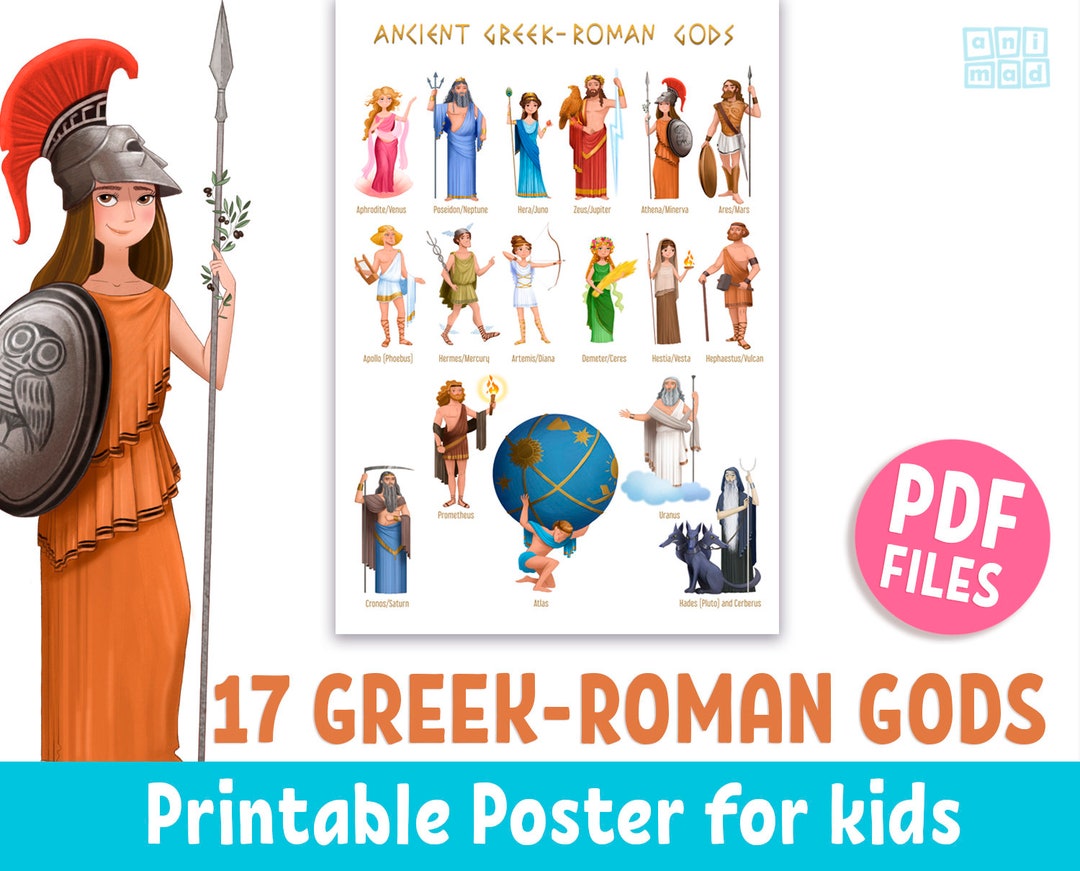 Ancient GREEK ROMAN Gods Printable Poster for Kids Classroom - Etsy