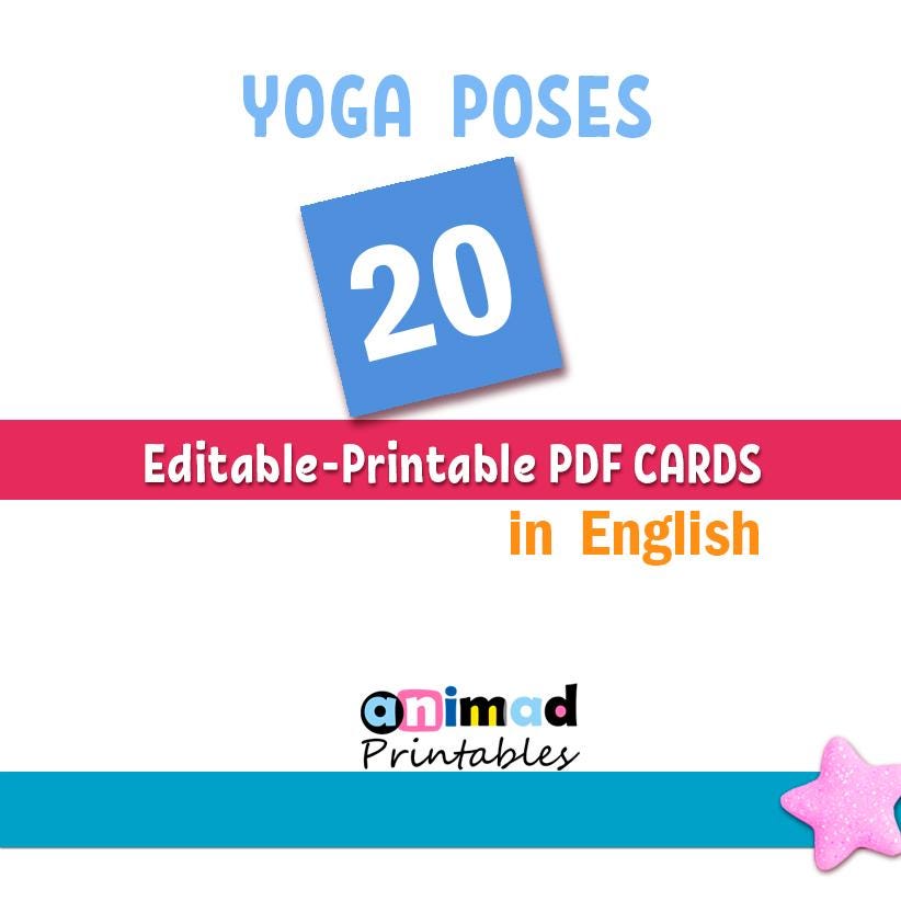 YOGA POSES Flashcards for Kids, 20 Montessori Printable Cards ...