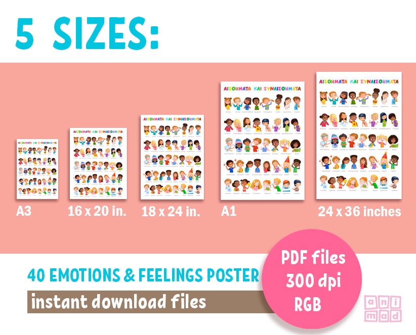 Greek Emotions & Feelings Poster, Homeschool and Classroom Decor ...