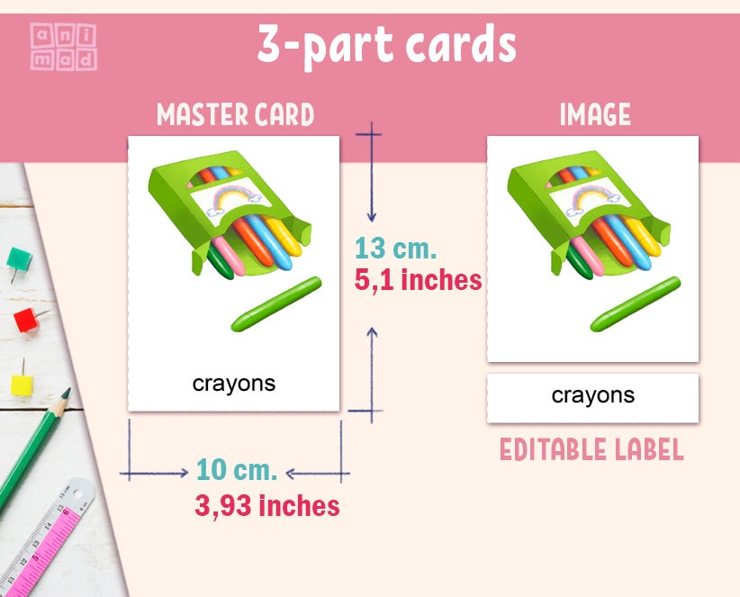 Back to School Printable Flashcards for Preschool Kids, 44 Montessori ...