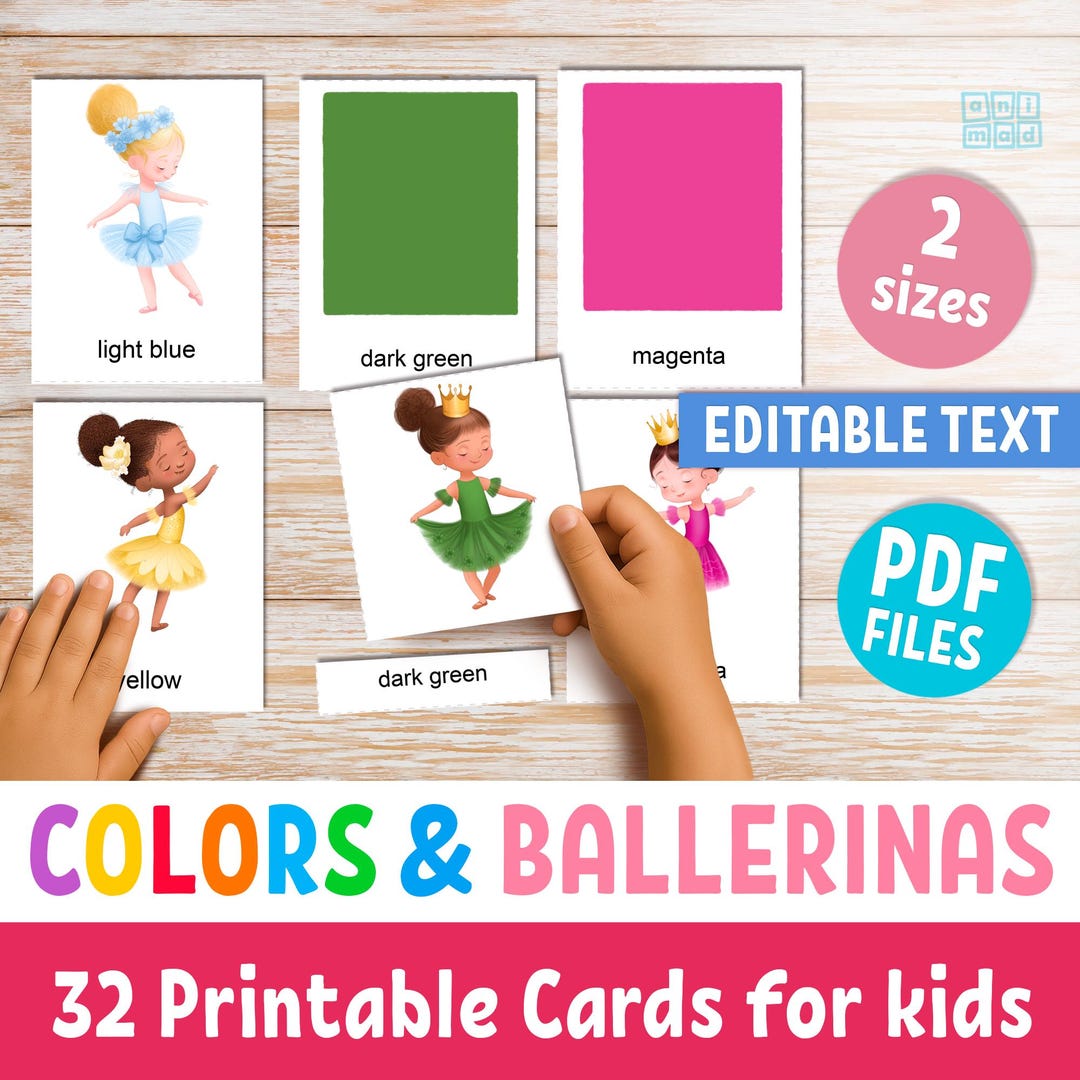 Ballet Flashcards Matching Colors: Montessori Learning Game for Kids ...