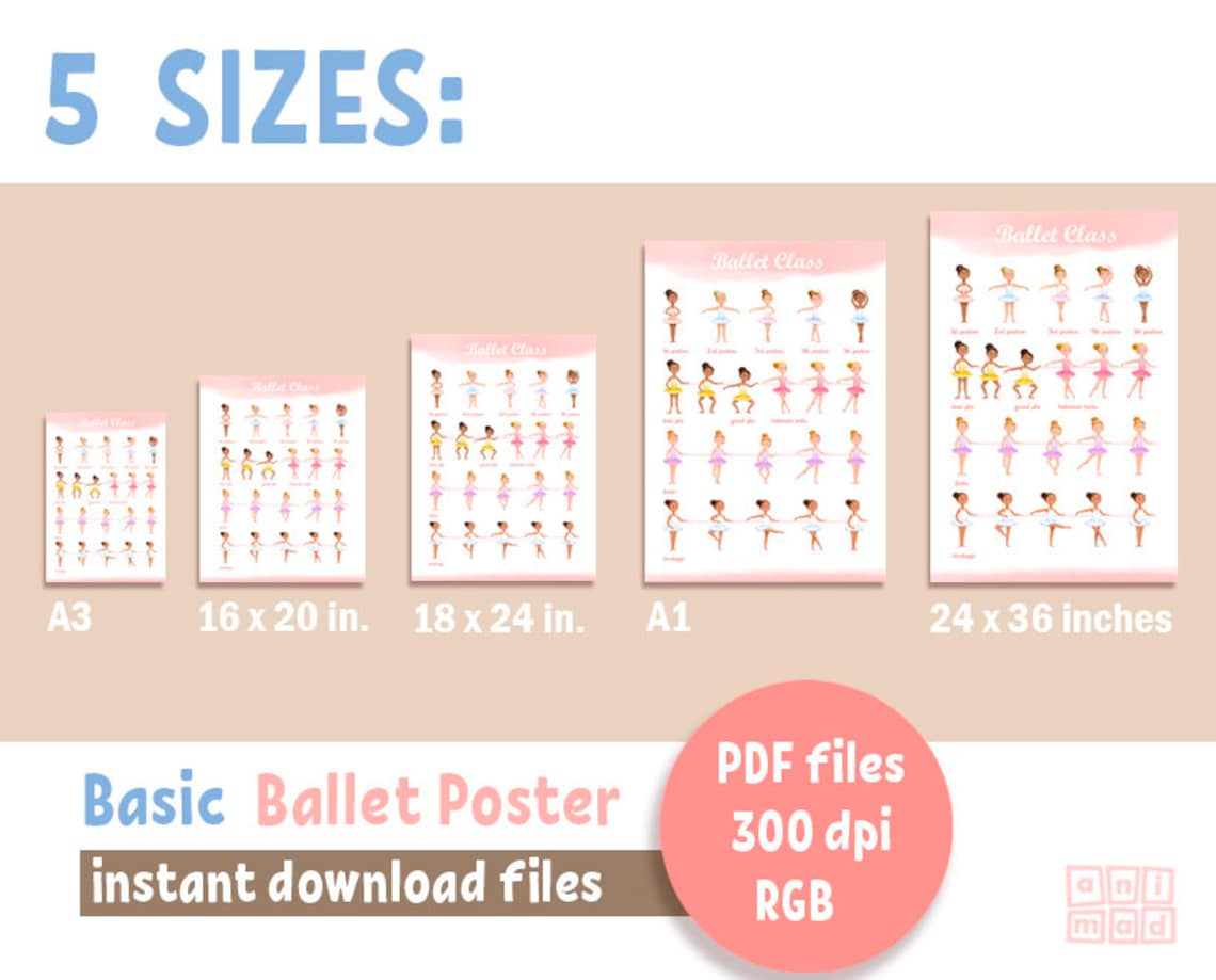 BALLET POSES Printable Poster for Girls Ballet Class BASIC - Etsy Canada