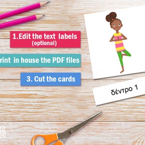 YOGA POSES Printable Flashcards for Kids in Greek and English, 20 ...