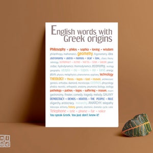 English Words With Greek Origin PRINTABLE POSTER, Greek Words Printable ...