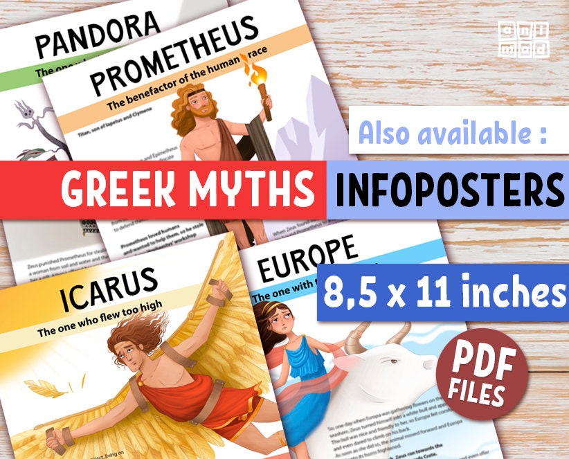 GREEK GODS Printable Flashcards for Kids, 18 Editable Text Montessori 3 ...