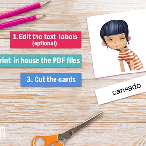 EMOTIONS and FEELINGS Printable Flashcards in Spanish & English for ...