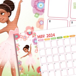 2024 PRINTABLE BALLET CALENDAR for Girls, Ballerinas Monthly Planner ...