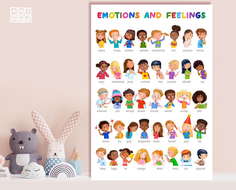 EMOTIONS and FEELINGS Printable Poster for Preschool Kids, Classroom ...