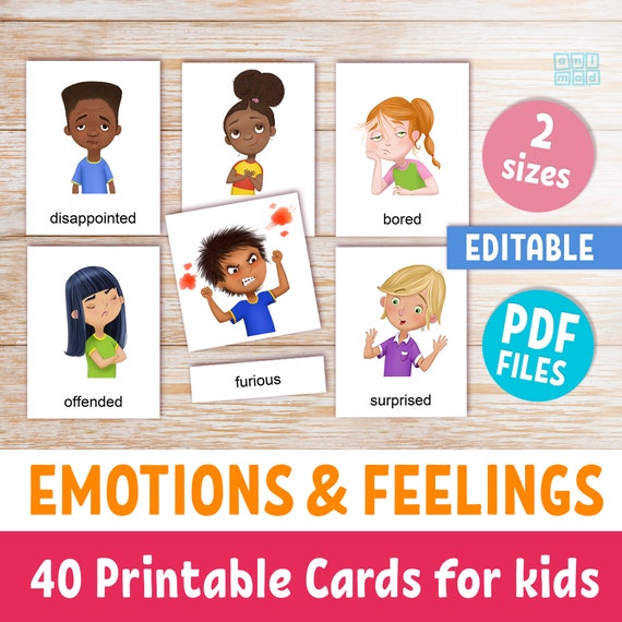 EMOTIONS And Feelings Printable Flashcards For Kids 40, 50% OFF