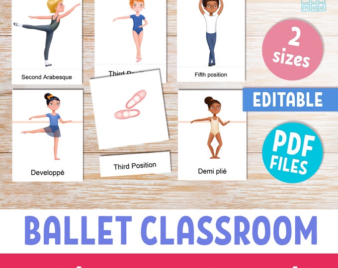 PDF Printable Ballet Flashcards DIY Craft Kit Party Favor Educational ...