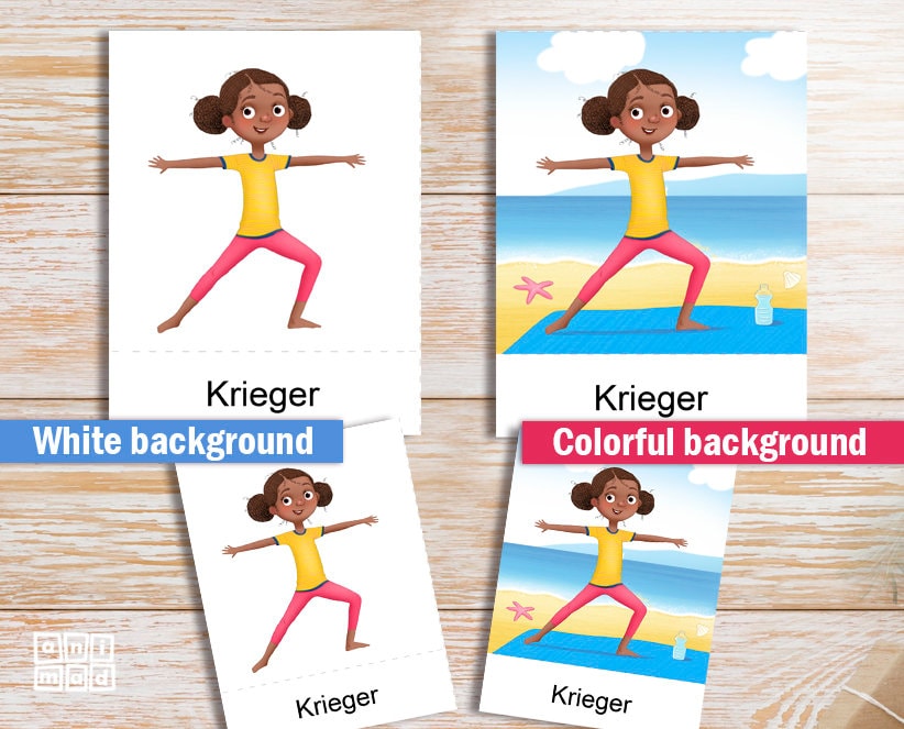 YOGA POSES Printable Flashcards for Preschool Kids in German and ...
