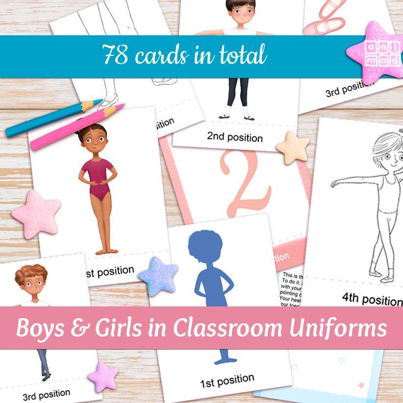 Ballet Primary Positions Printable Flashcards for Boys and Girls, 78 ...