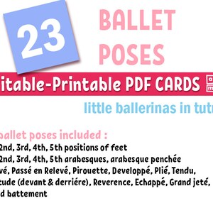 BALLET Poses Printable CARDS for Girls, 23 Montessori Ballerinas Cards ...