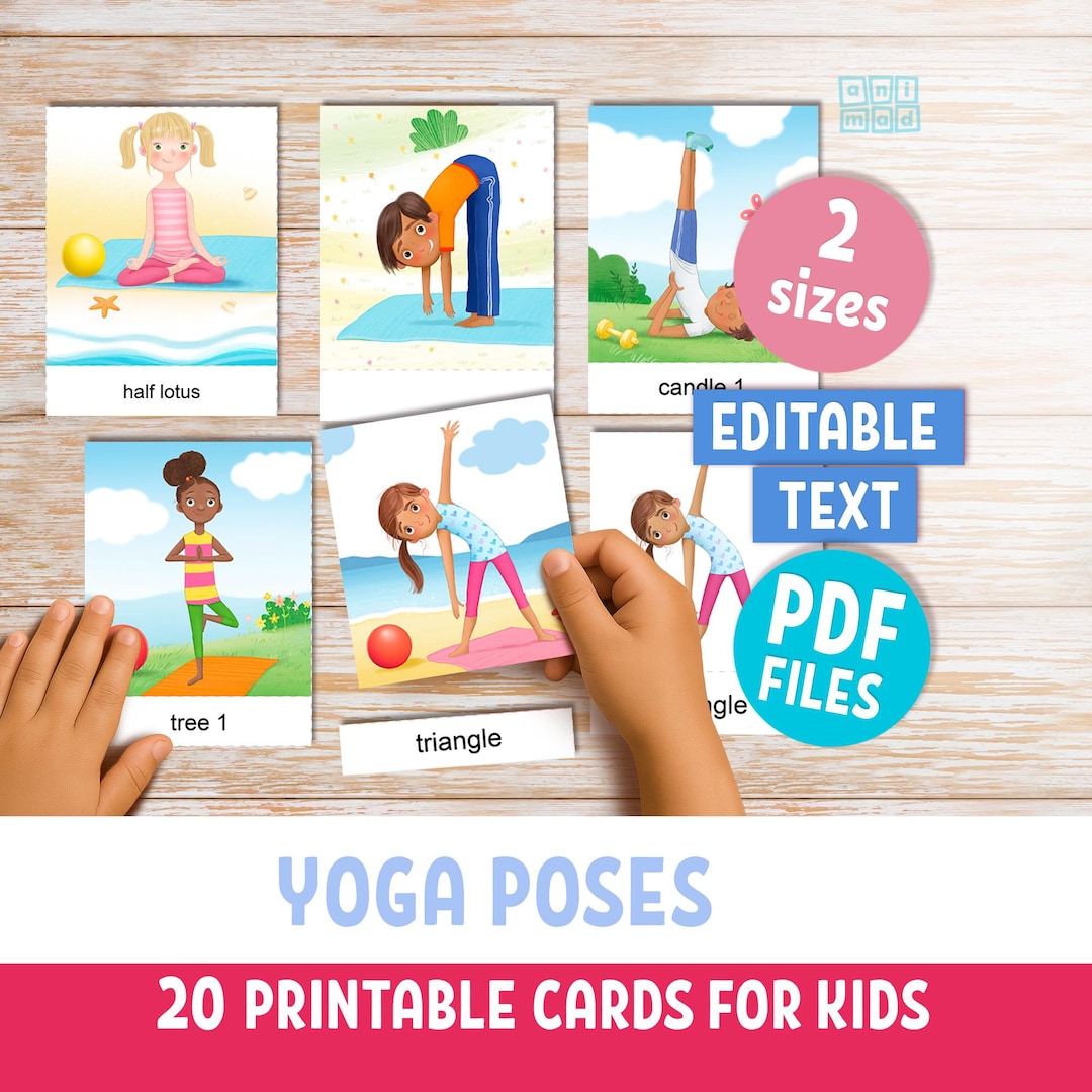 YOGA POSES Flashcards for Kids, 20 Montessori Printable Cards ...