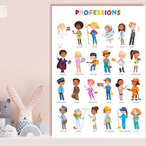 PROFESSIONS Printable Poster for Preschool Kids, Community Helpers ...