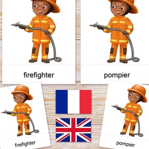 PROFESSIONS Printable Flashcards for Preschool Kids in FRENCH & ENGLISH ...
