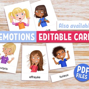 EMOTIONS & FEELINGS Printable Poster for Preschool Kids in FRENCH ...