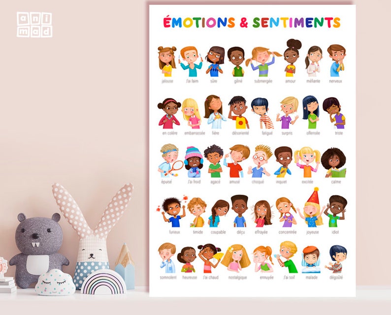 Emotions & Feelings Printable Poster for Preschool Kids in FRENCH ...