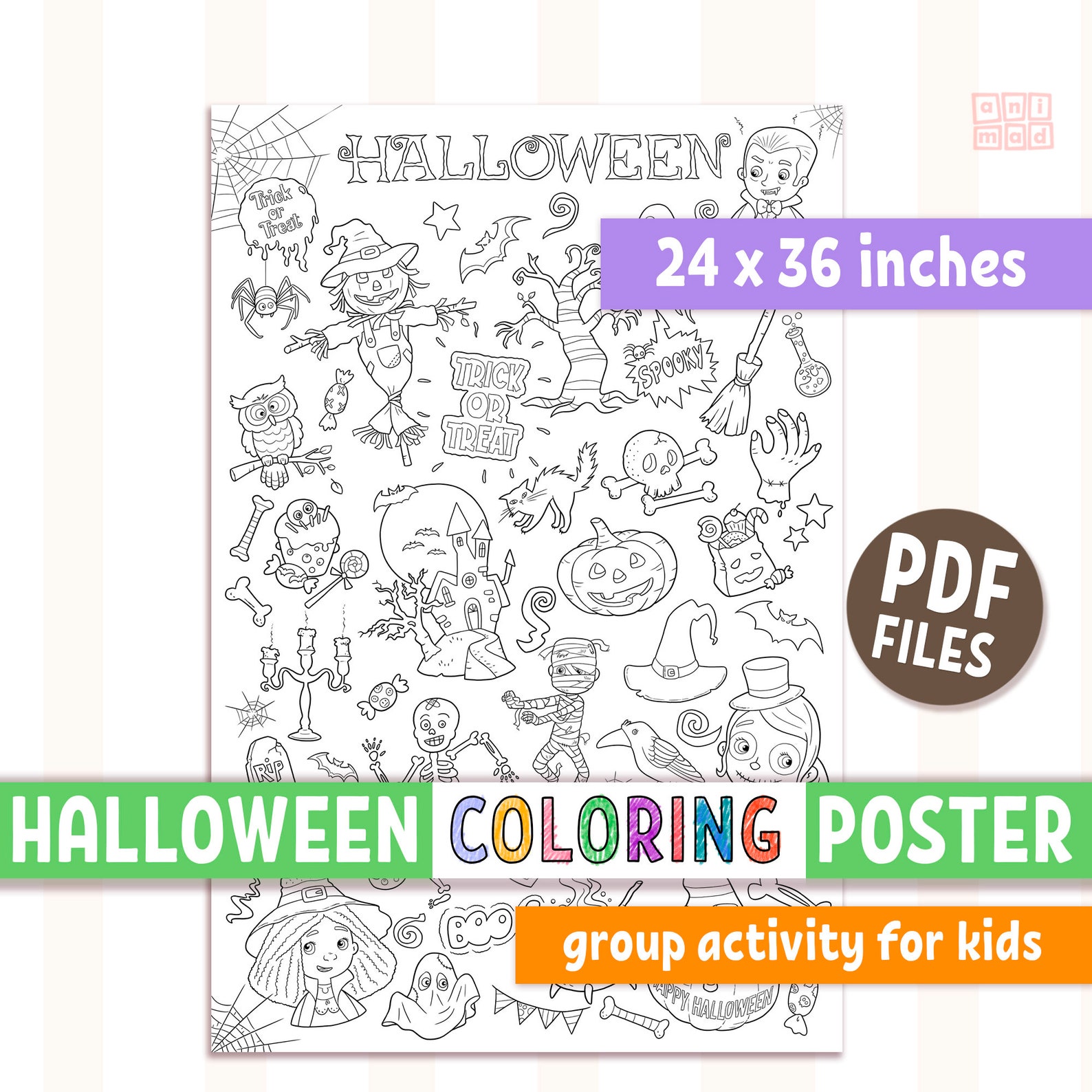 Jumbo Halloween Coloring Poster for Kids: Classroom & Homeschool ...
